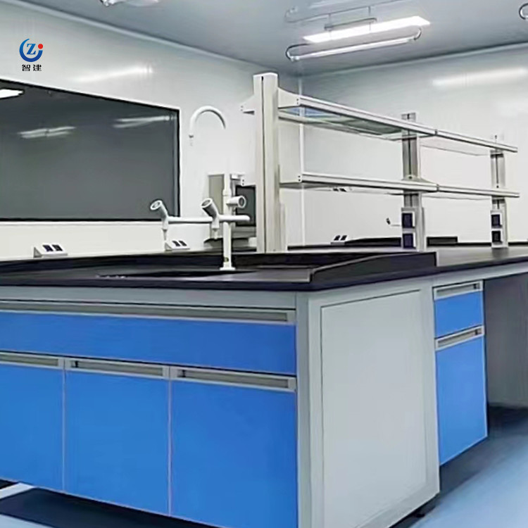 High Load Capacity Lab Island Bench With Sink Steel Frame Adjustable Height